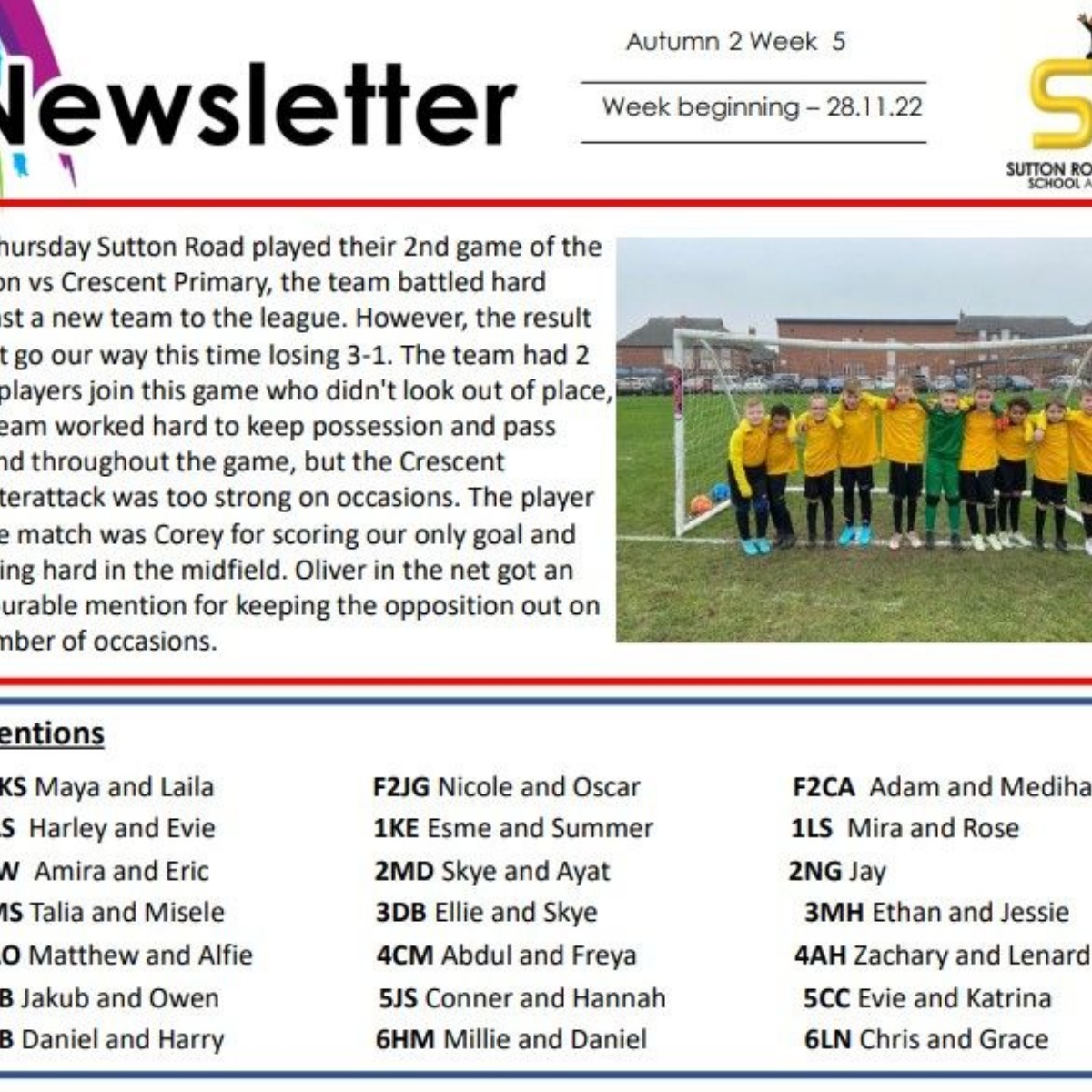 Sutton Road Primary School and Nursery - Newsletter Autumn 2 week 5