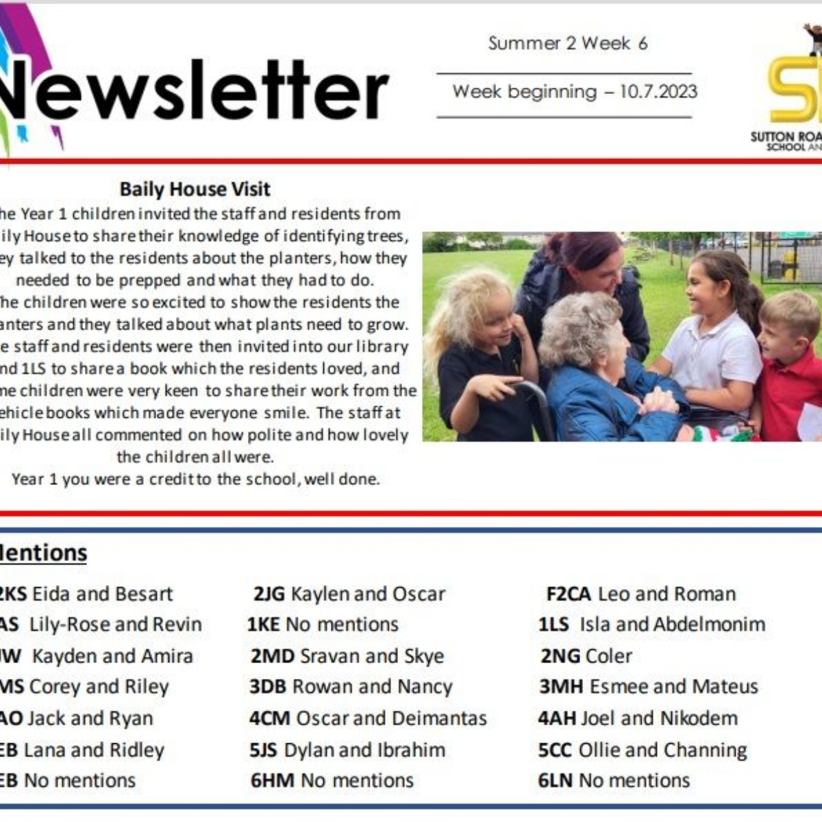 Sutton Road Primary School and Nursery - Newsletter summer 2 week 6