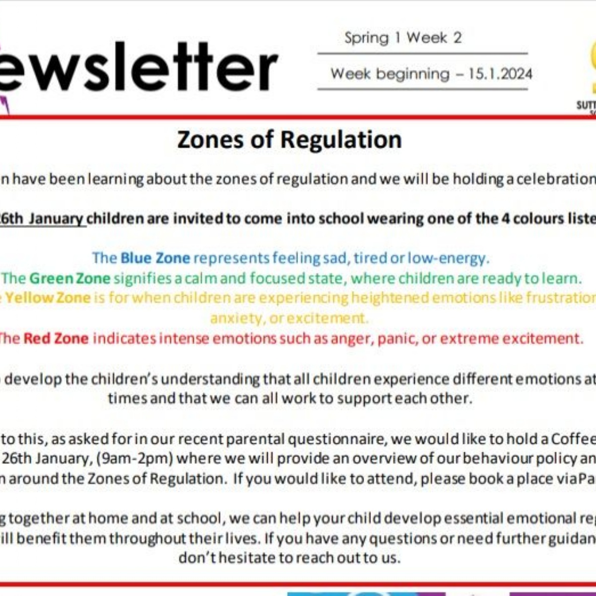 Sutton Road Primary School and Nursery - Newsletter spring 1 week 2