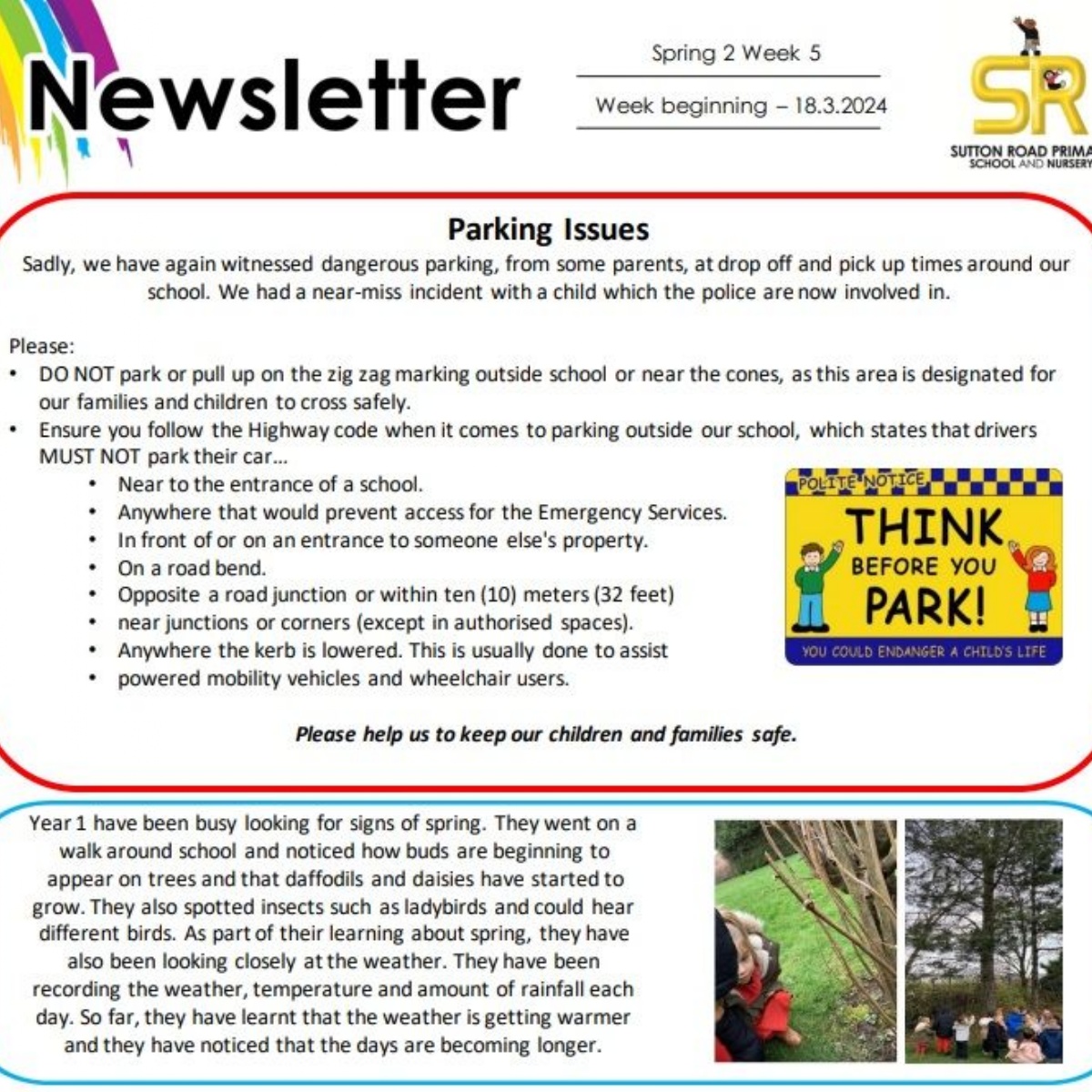 Sutton Road Primary School and Nursery - Newsletter spring 2 week 5