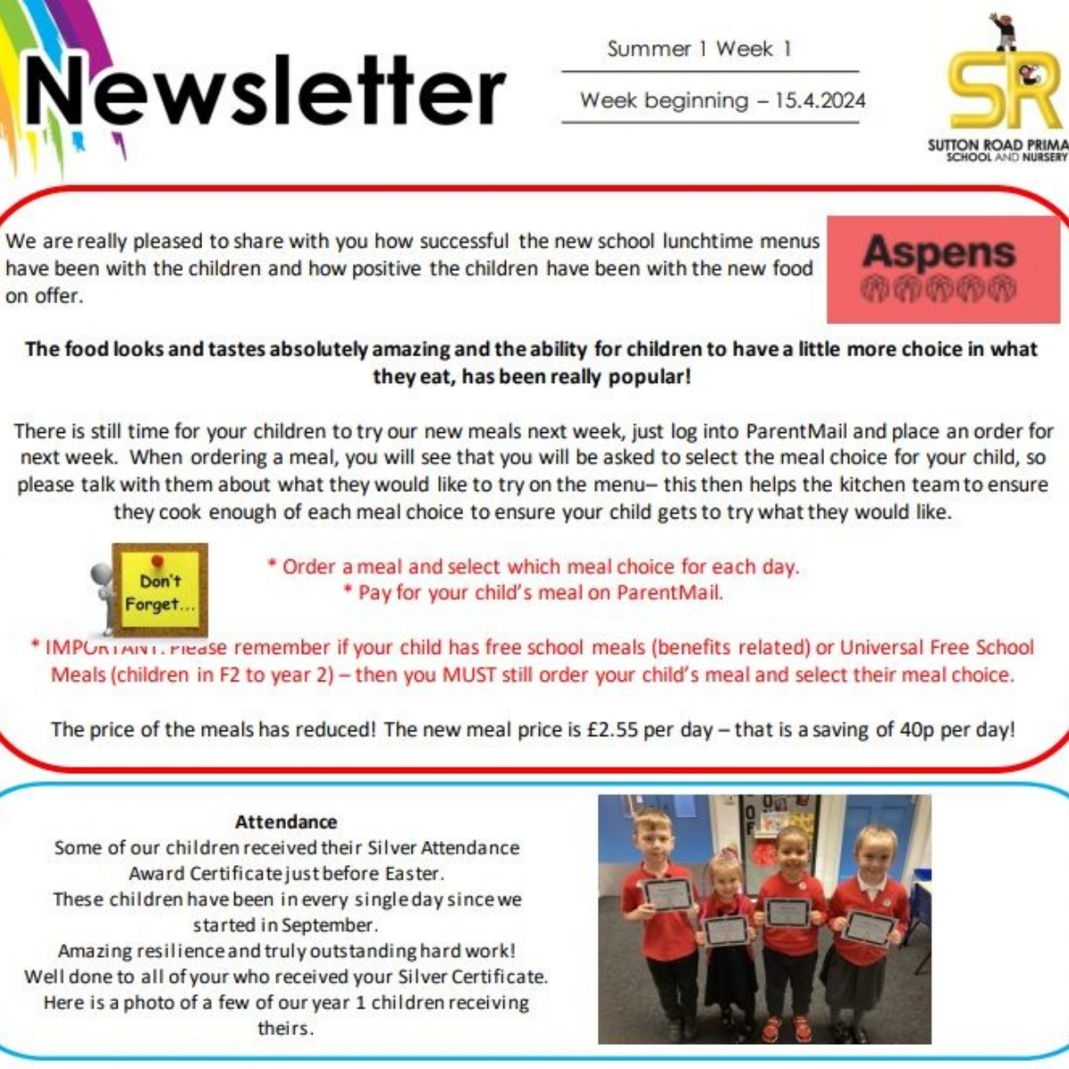 Sutton Road Primary School and Nursery - Newsletter Summer 1 Week 1