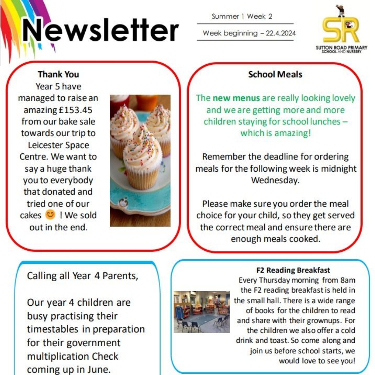 Sutton Road Primary School and Nursery - Newsletter summer 1 week 2