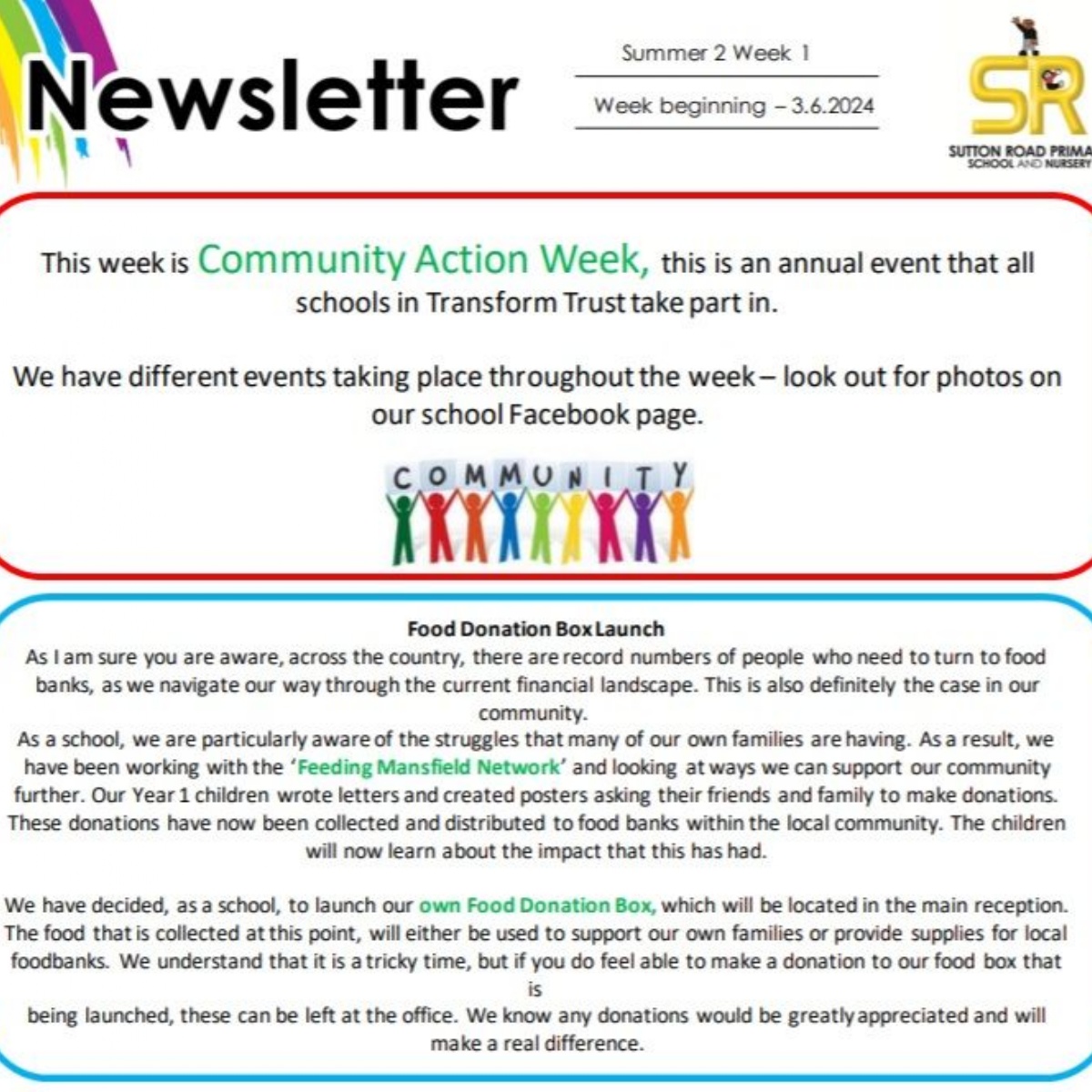 Sutton Road Primary School and Nursery - NEWSLETTER SUMMER 2 WEEK 1