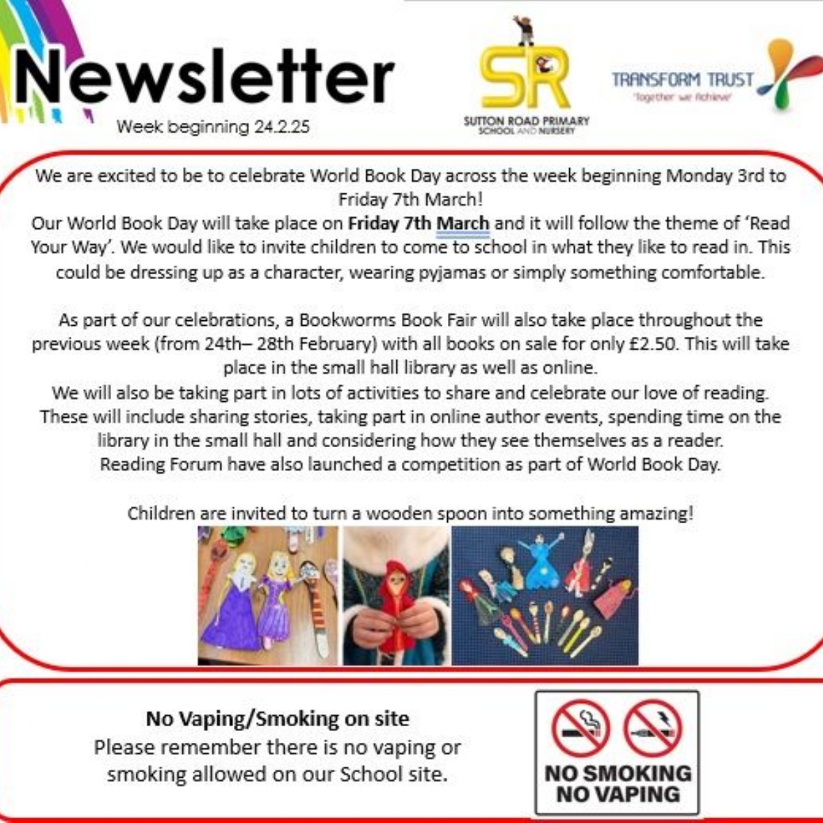 Sutton Road Primary School and Nursery - NEWSLETTER WC 24.2.25